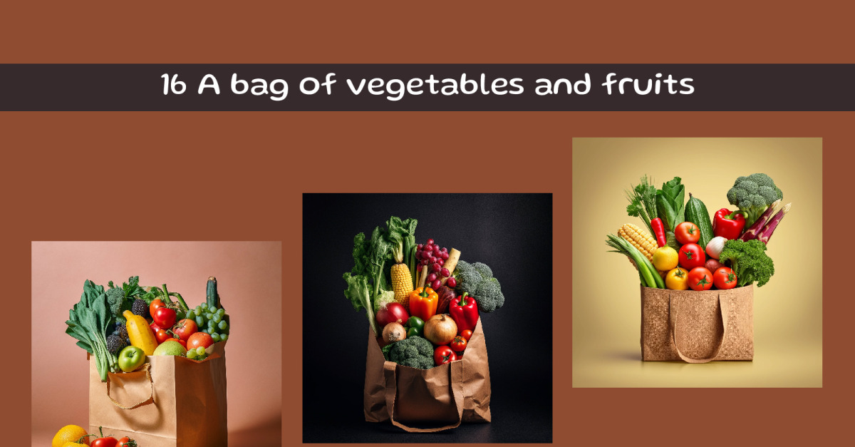 Una bolsa de verduras y frutas. #496638 - TemplateMonster