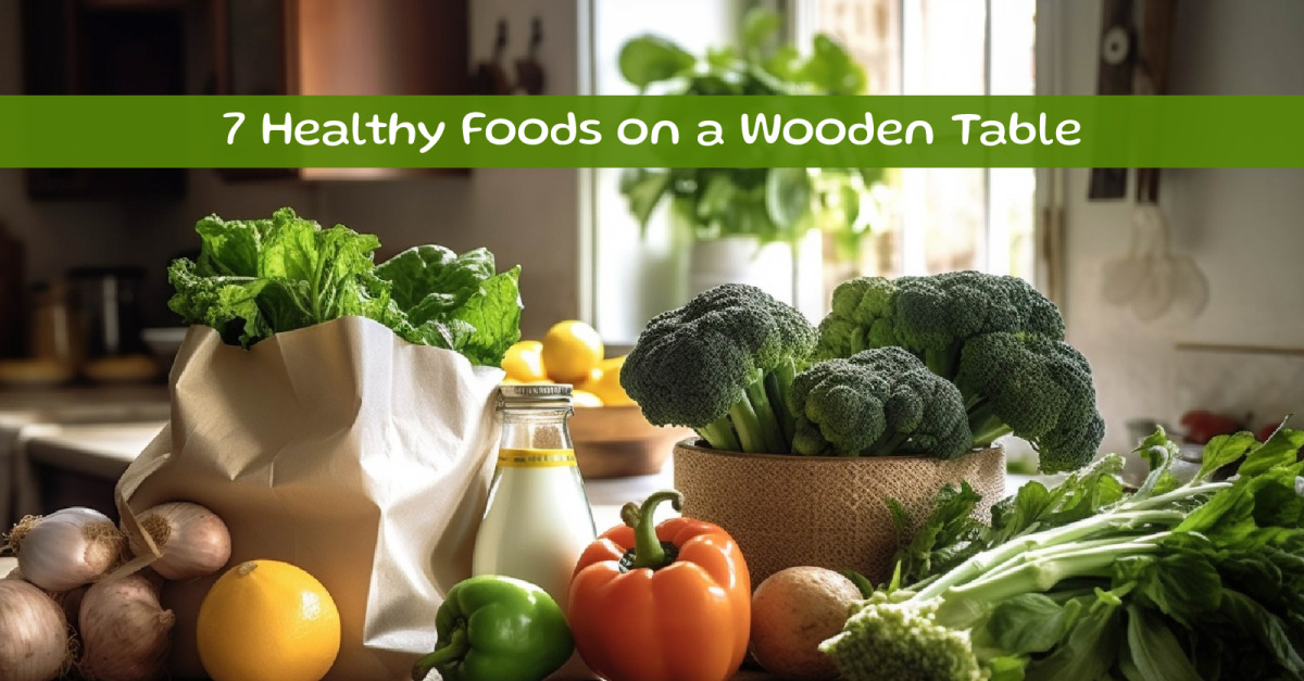 Des aliments sains sur une table en bois - TemplateMonster