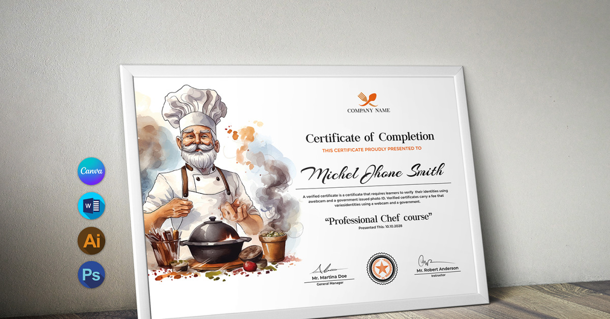 Canva Chef Certificate Template #498141 - TemplateMonster