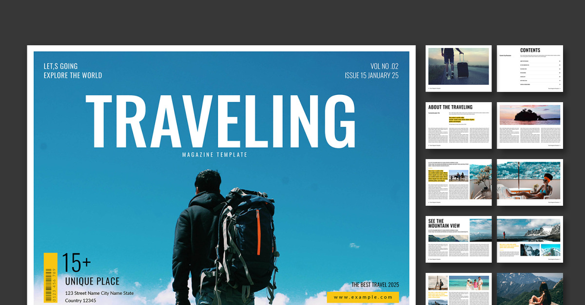 Travel Magazine Layout Template Landscape - TemplateMonster