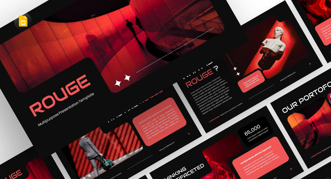 Rouge Multipurpose Google Slides Template - TemplateMonster