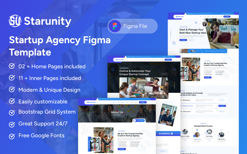 Starunity - Startup and IT Agency Figma Template