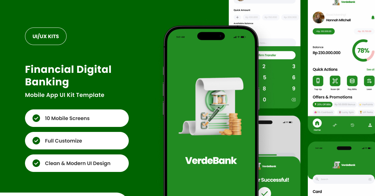 VerdeBank – Smart Finance & Banking App UI Kit