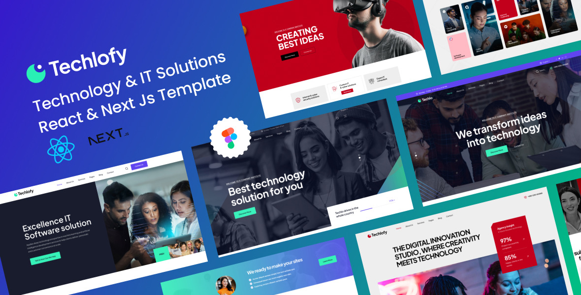 Techlofy - Plantillas React y Nextjs para soluciones de tecnología y TI