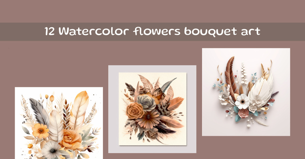 Watercolor flowers bouquet art #499169 - TemplateMonster