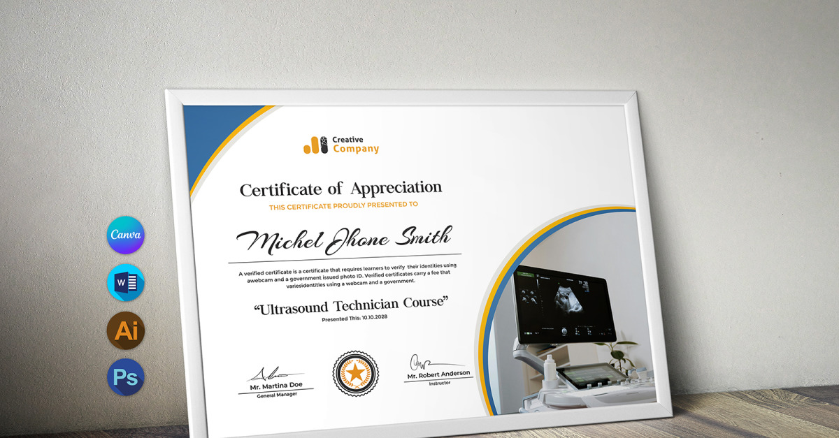 Canva Ultrasound Technician Course Certificate
