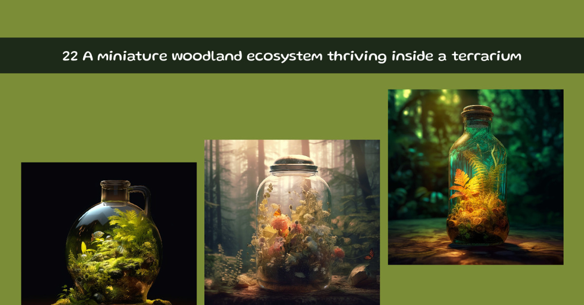 A miniature woodland ecosystem thriving inside a terrarium