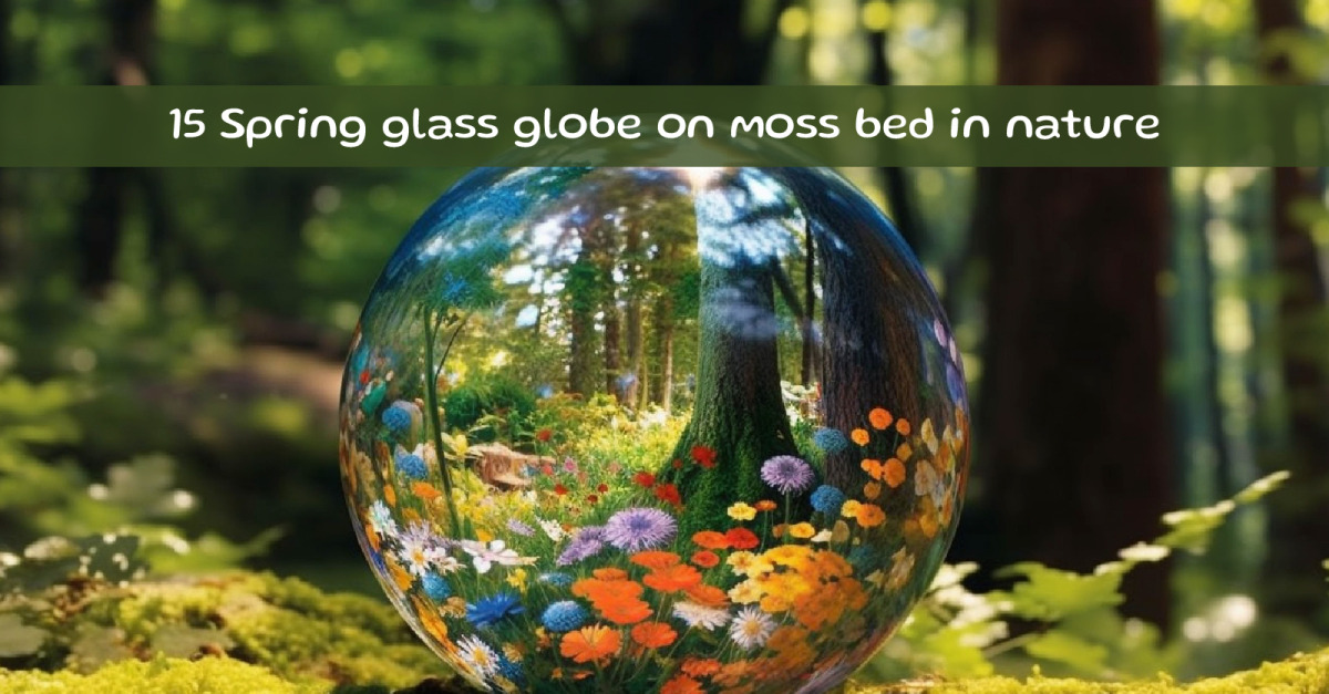 Spring glass globe on moss bed in nature - TemplateMonster