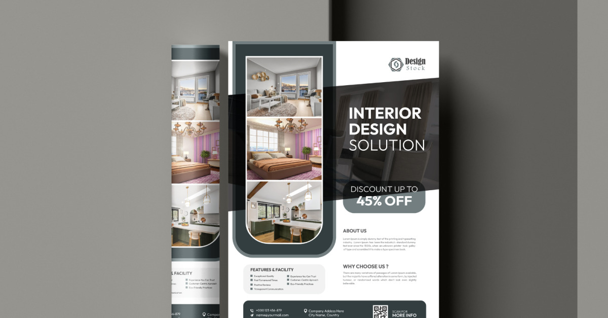 Modern luxury Interior design solution template.