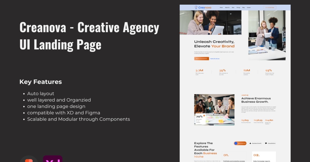 Creanova - Creative Agency UI Landing Page - TemplateMonster