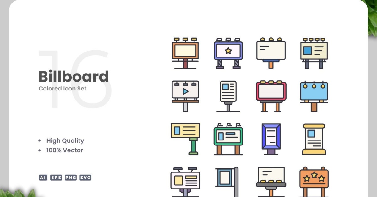16 Billboard Color Icon Set #500677 - TemplateMonster