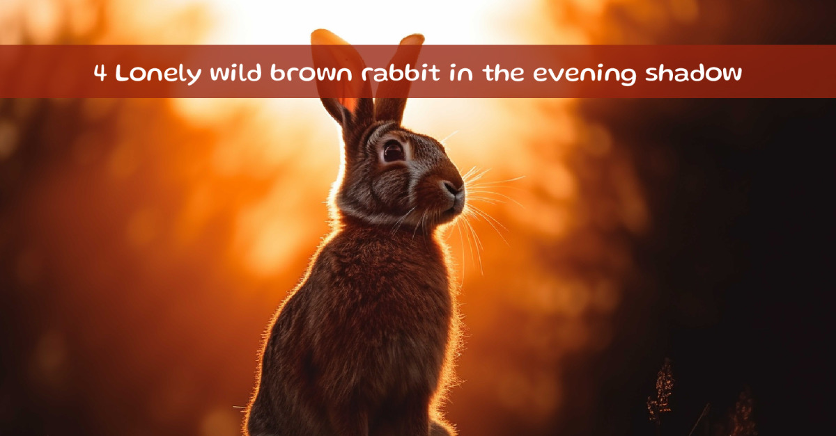 Lonely wild brown rabbit in the evening shadow