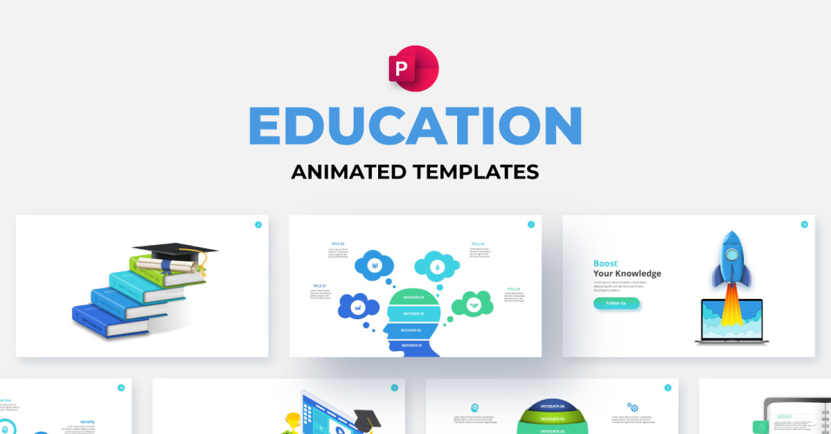 Infografica animata sull'istruzione - Modello di presentazione PowerPoint