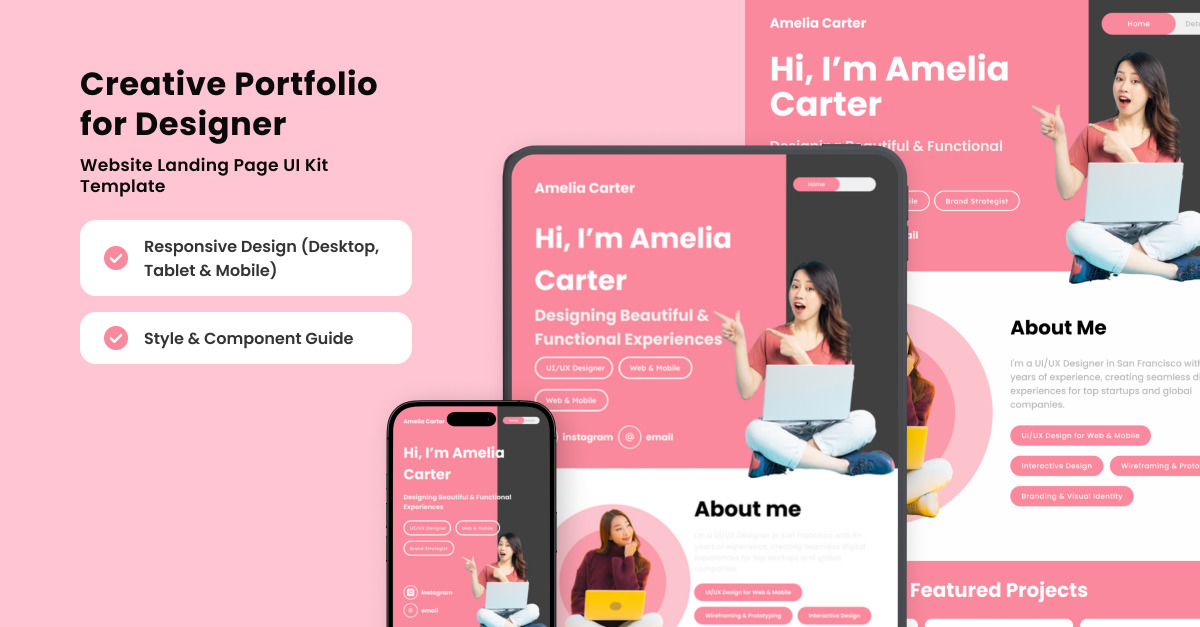 Amelia Carter - Modern Creative Portfolio Landing Page