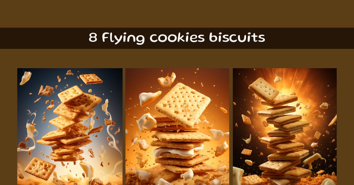 Flying cookies biscuits AI image #503189 - TemplateMonster