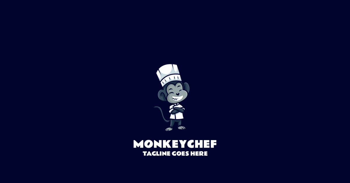 Monkey Chef Simple Mascot Logo #503452 - TemplateMonster