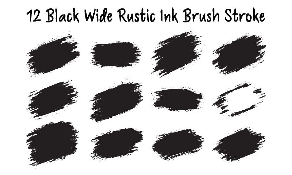 12 Black Wide Rustic Ink Brush Stroke - TemplateMonster