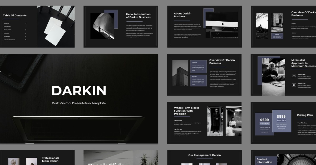 Darkin - Business Dark Theme Google Slides - TemplateMonster