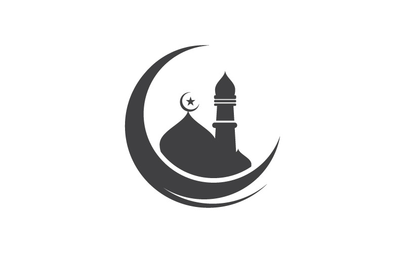 Cami İslami Vektör ikon logo tasarım illüstrasyon Şablonu v.9