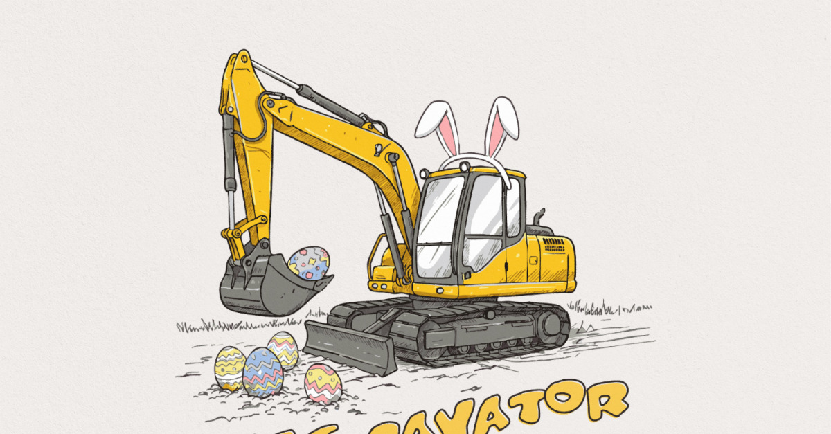Eggs-Cavator PNG, Happy Easter PNG, Retro Easter PNG, Easter Kids PNG ...
