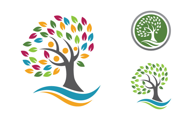 Healthy life tree leaf concept logo design template v.7