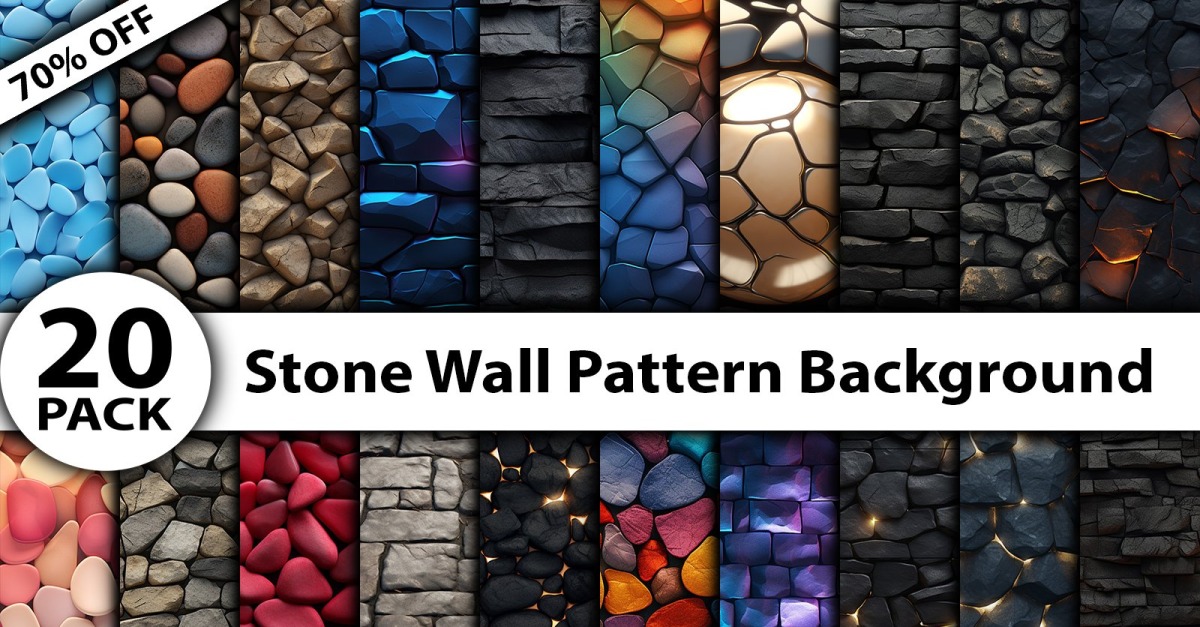 Stone wall pattern background bundle - TemplateMonster