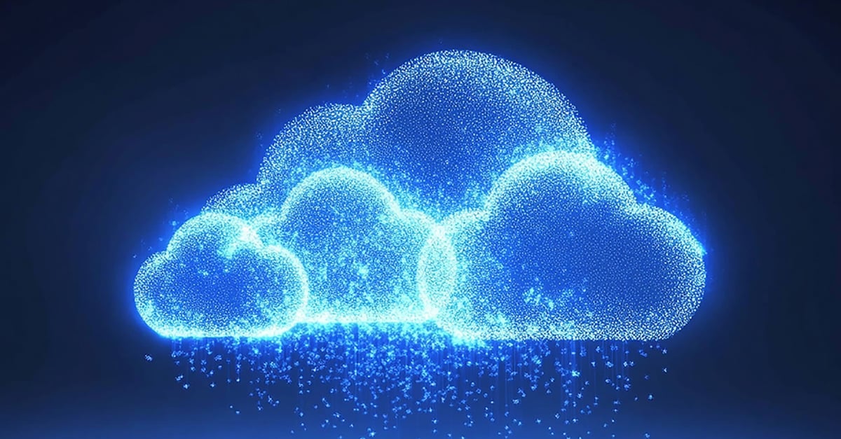Digital Rain Cloud Computing Blue Background