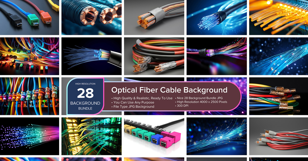 Fiber Optical Cable Technology Abstract Texture Background Bundle ...