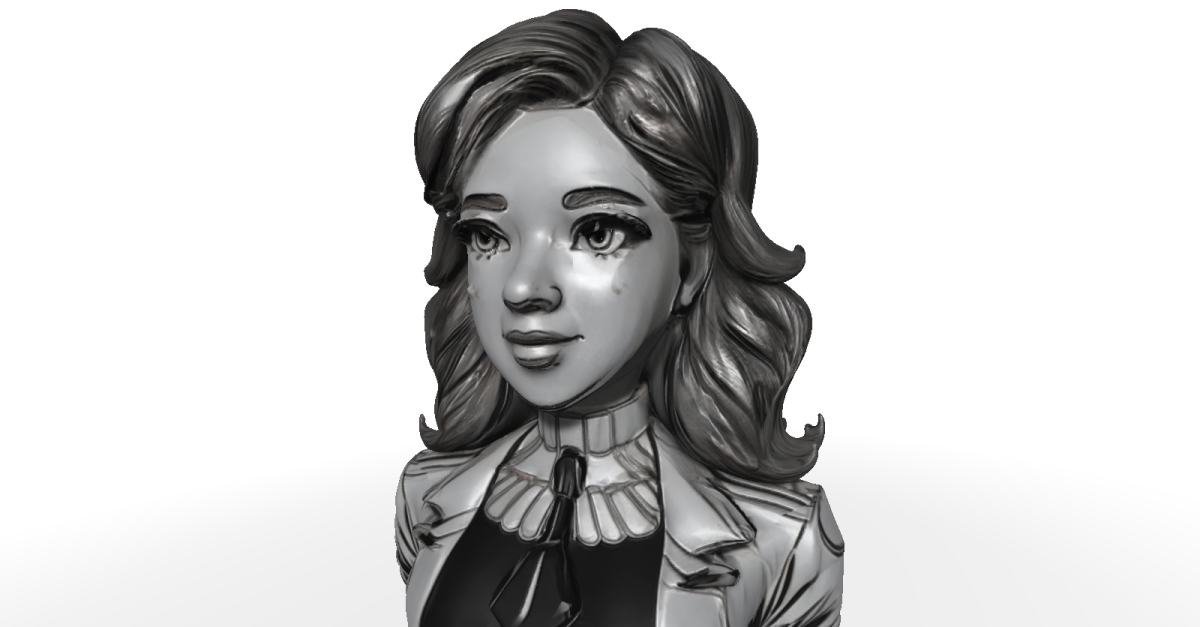 Victorian-Inspired Female Character Bust Free 3D Model