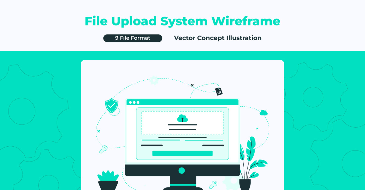 File Upload System Wireframe Concept Flat Design