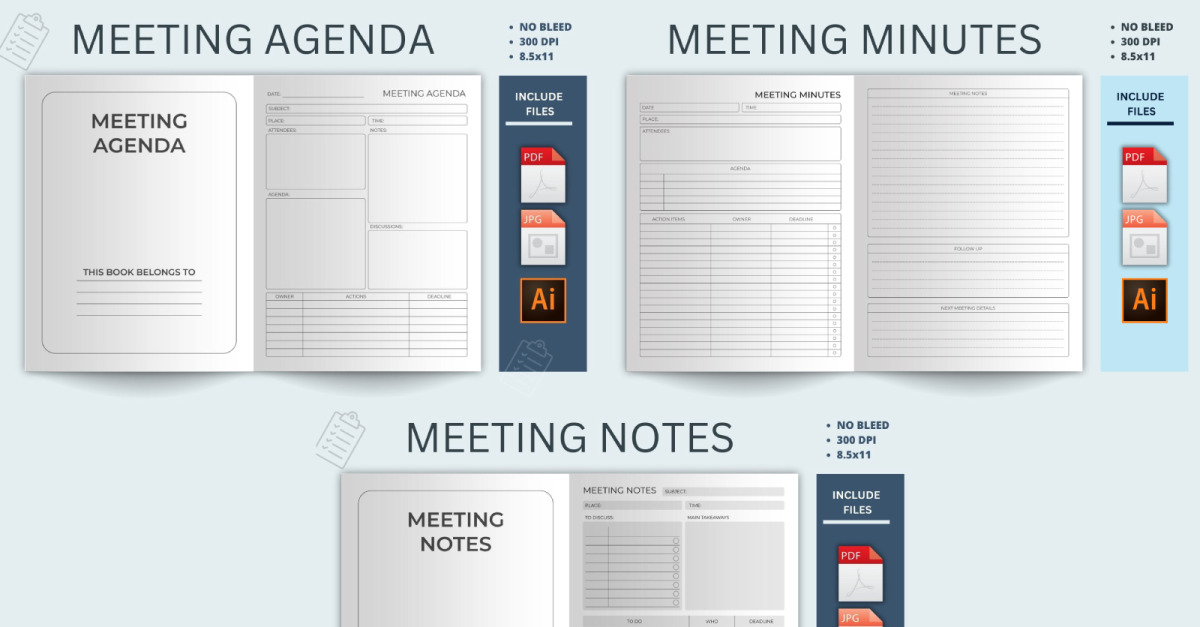 Meeting Minutes Log Kdp Interior Templates 3 Different Layouts
