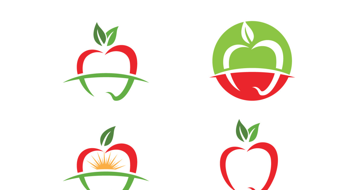 Illustration vectorielle de conception de logo de pomme fraîche v.1