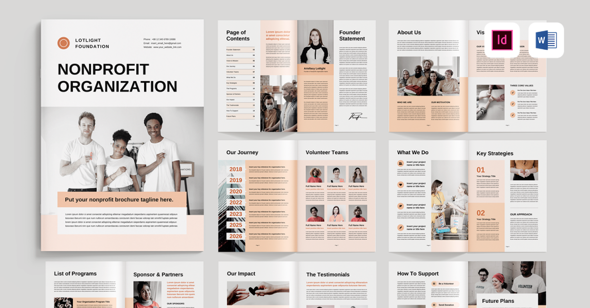 Nonprofit Organization Brochure | Microsoft Word & Adobe Indesign