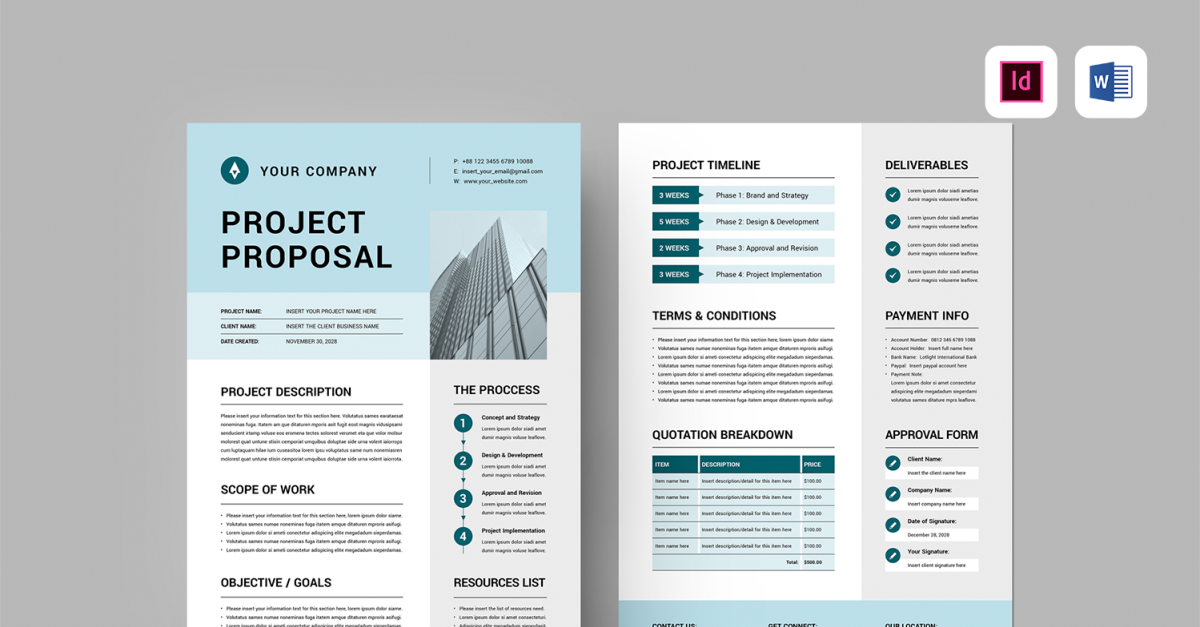 Project Proposal Sheet | Microsoft Word & Adobe Indesign