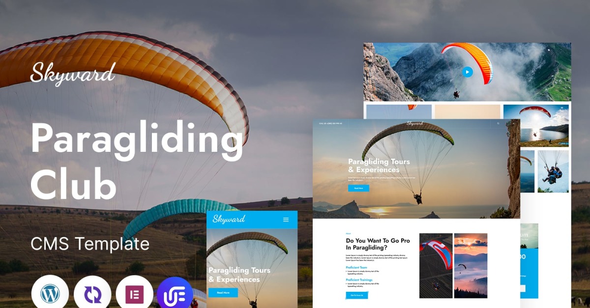 Skyward - Tema multipropósito adaptable de WordPress para club de paracaidismo y parapente