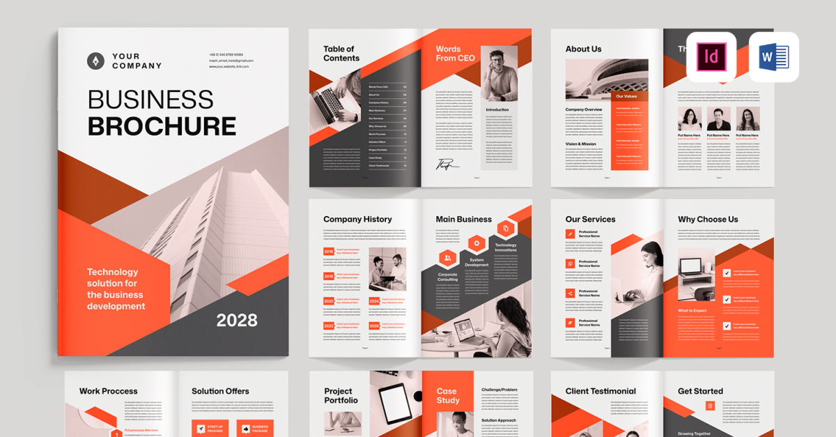 Business Brochure Template | Microsoft Word & Adobe Indesign