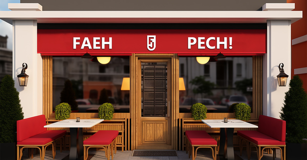 Restaurant front mockup | store front sign board mockup