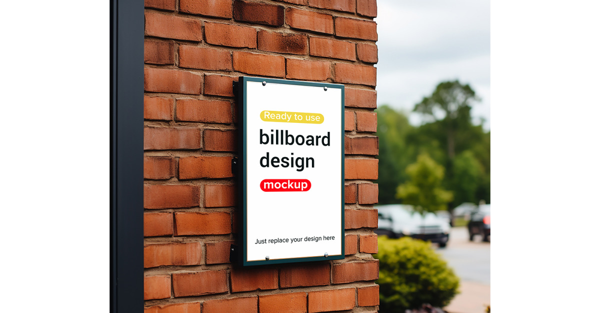 Wall Mount Billboard Mockup Billboard Design Mockup on a Brick Wall