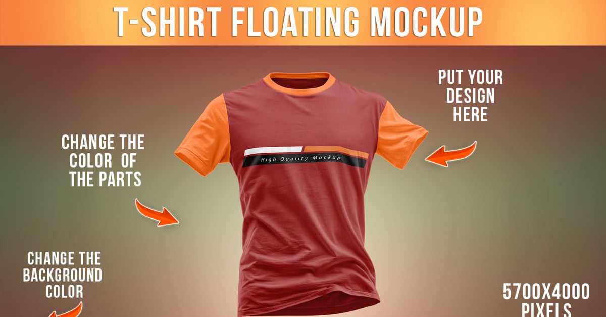 A T-Shirt Floating Mockup #511680 - TemplateMonster
