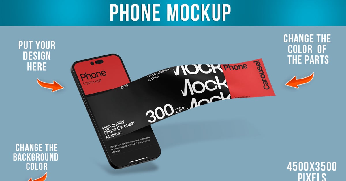 Realistic Phone Carousel Mockup #512053 - TemplateMonster
