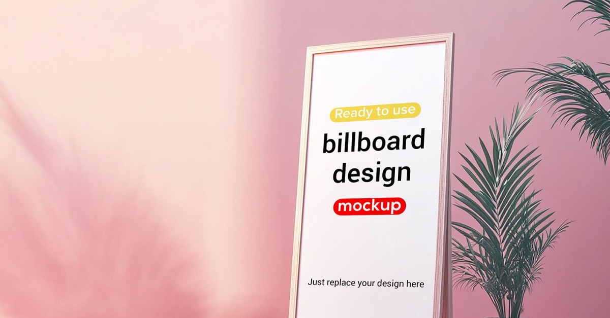 Billboard Design Mockup with Pink Background Vertical Billboard Mockup
