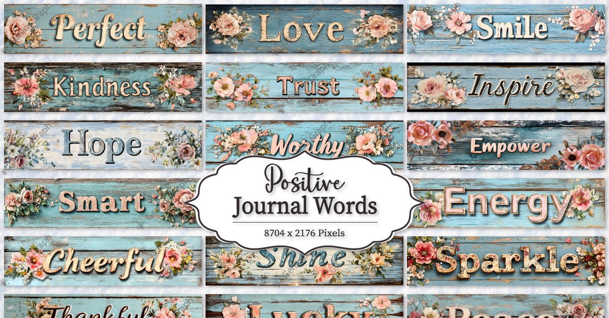 Positive Word Printable Junk Journal Bundle - TemplateMonster