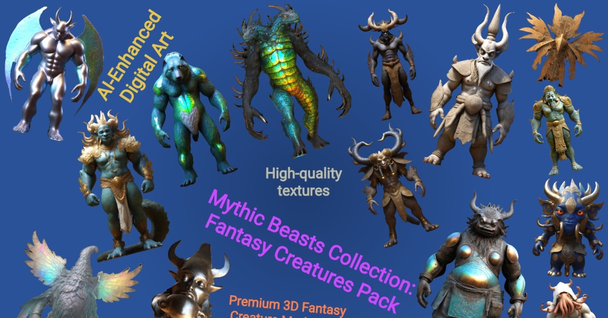 Mythic Beasts Collection: Fantasy Creatures Pack Free 3D Model