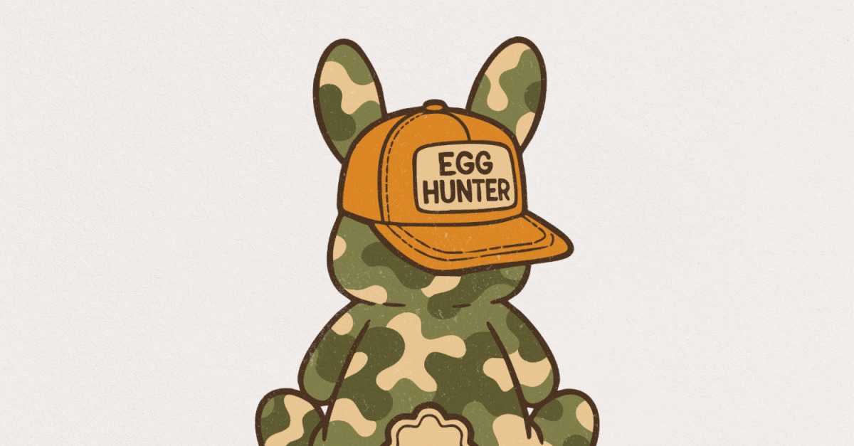 Boy Easter Bunny PNG, Egg Hunter Bunny, Camo Bunny with Backwards Hat, Retro Easter PNG, Happy