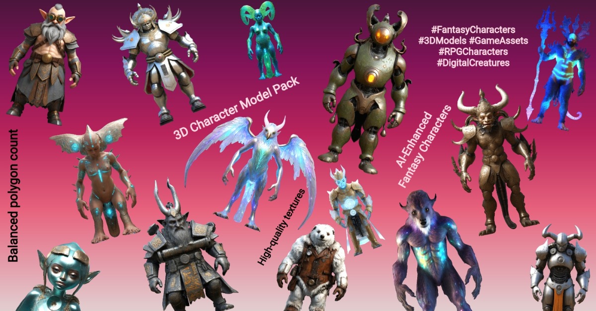 Fantasy Realms Character Collection Free 3D Model