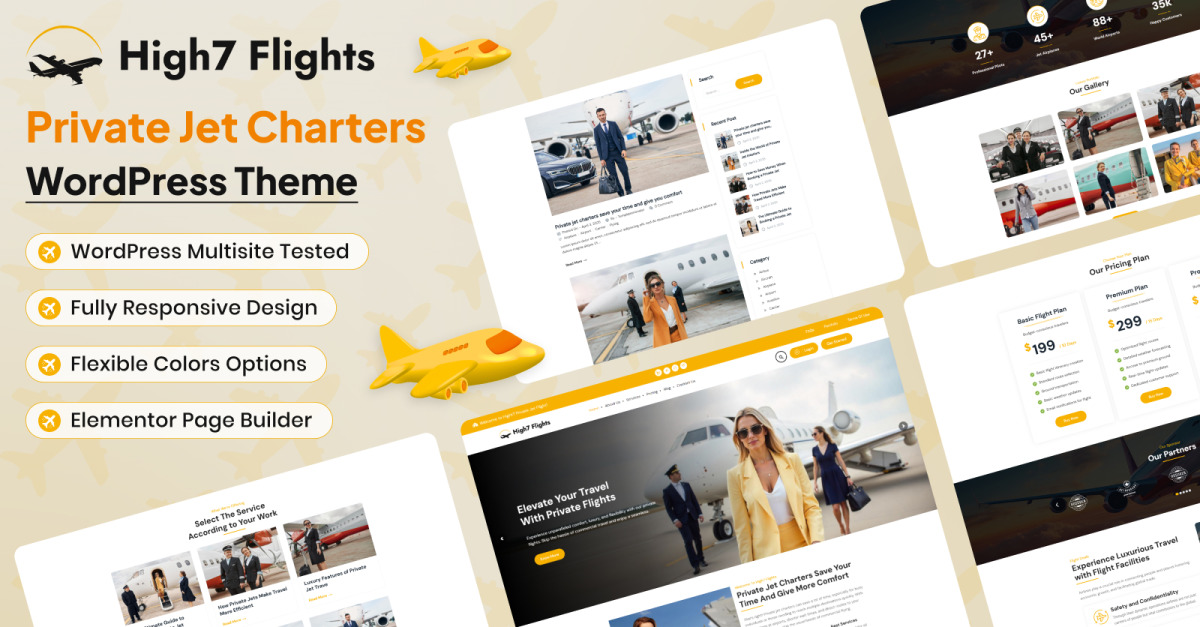 High7 Flights - Tema de WordPress para vuelos chárter en jet privado