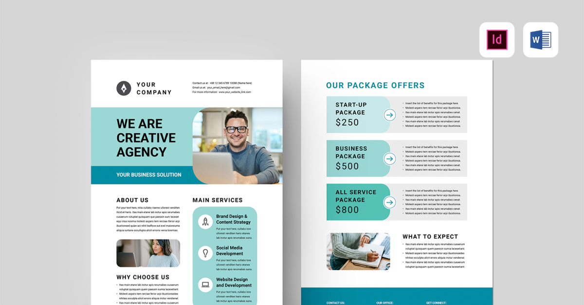 Agency Flyer Template | Microsoft Word & Adobe Indesign