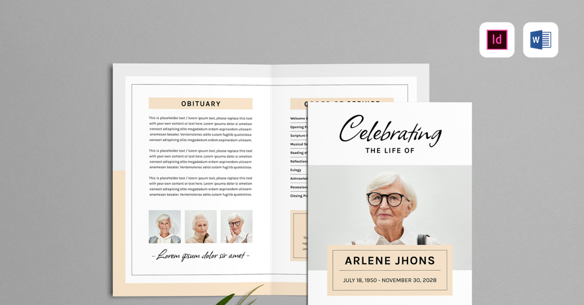 Funeral Program Template | Microsoft Word & Adobe Indesign