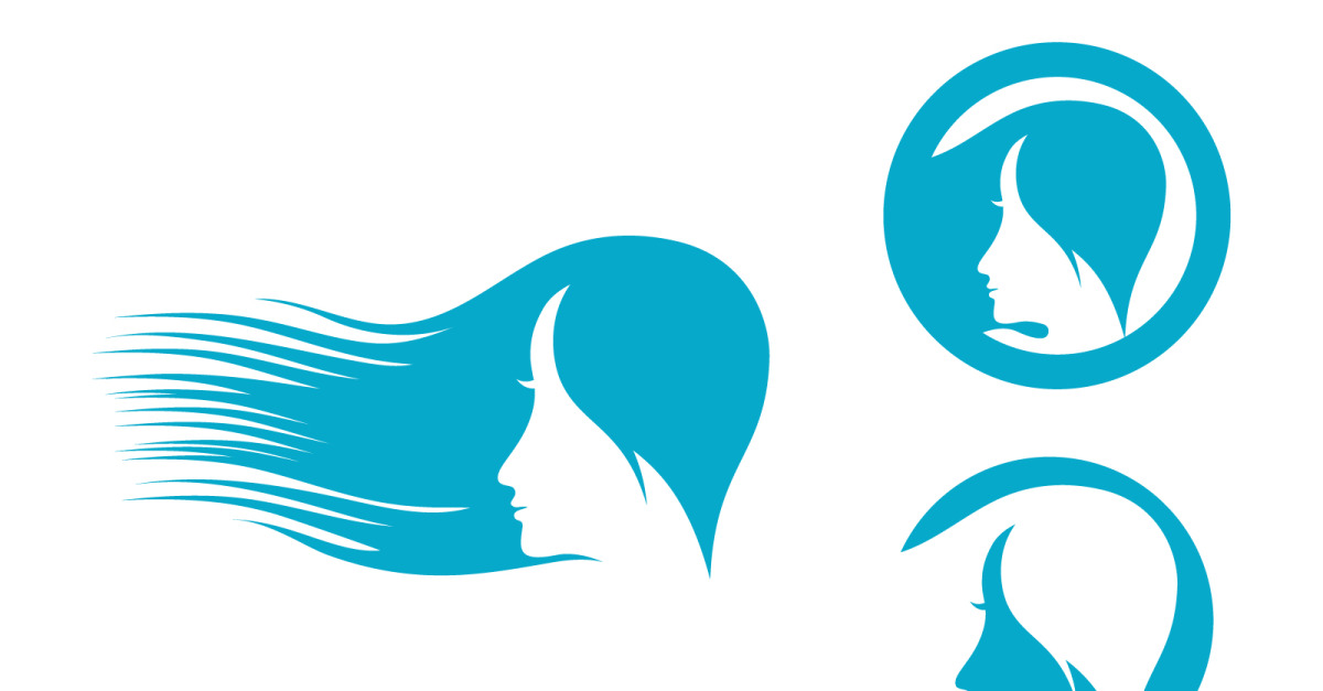 Beautiful Woman hair face character logo illustration v.13