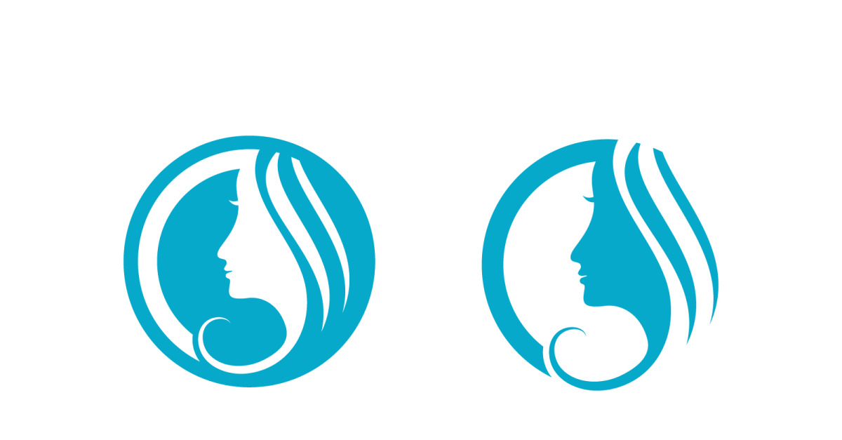 Beautiful Woman hair face character logo illustration v.14